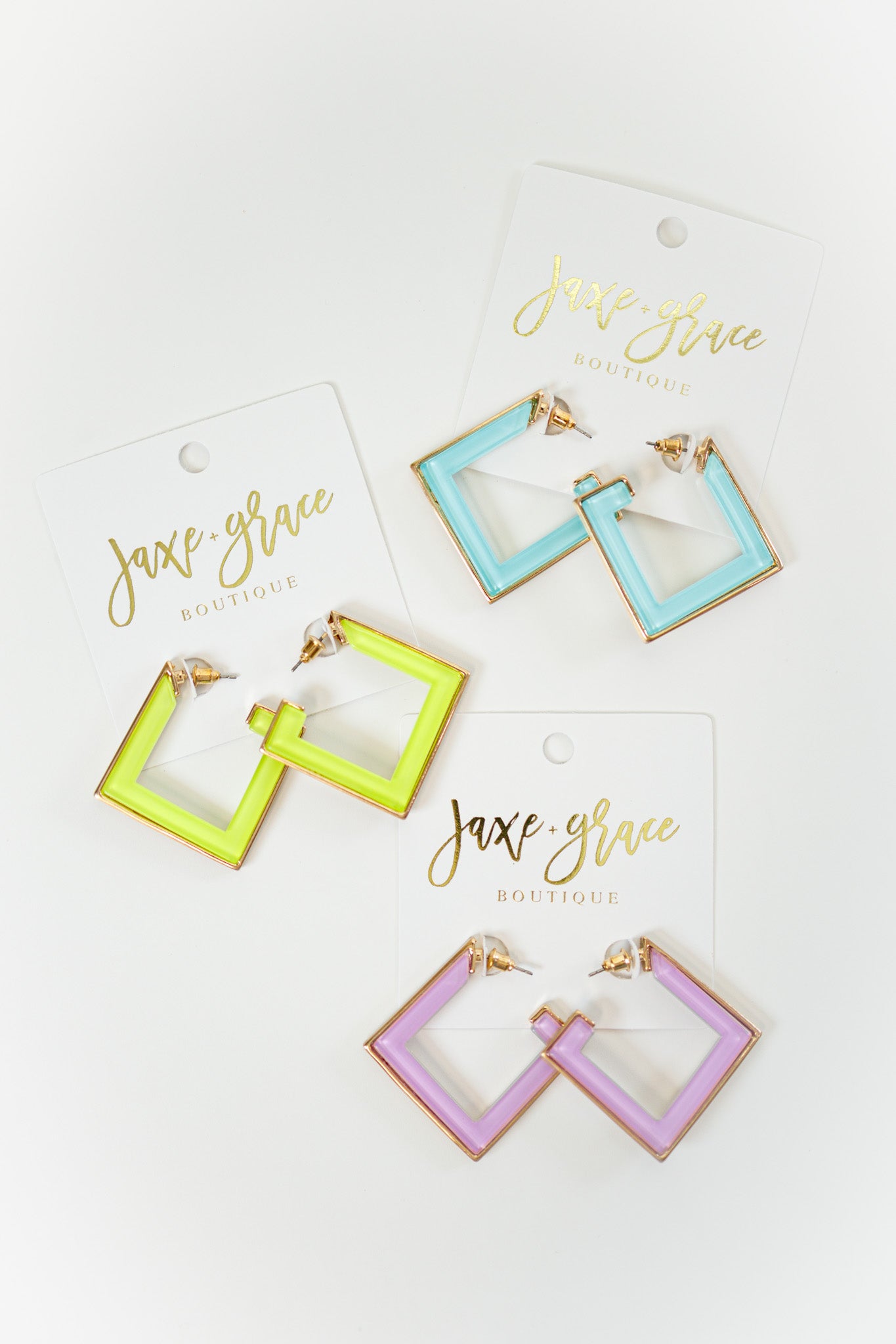 Rhombus Gold Trim Hoops, VARIOUS – Jaxe + Grace Boutique